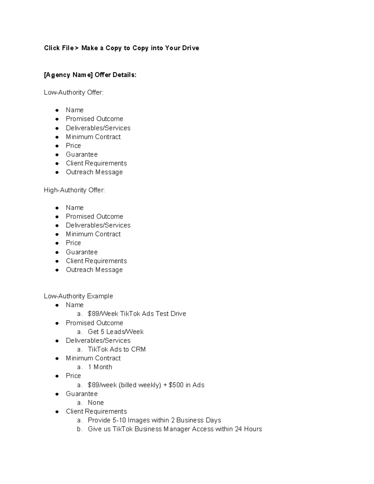 03-Creating Your Offer Worksheet - Click File > Make a Copy to Copy ...