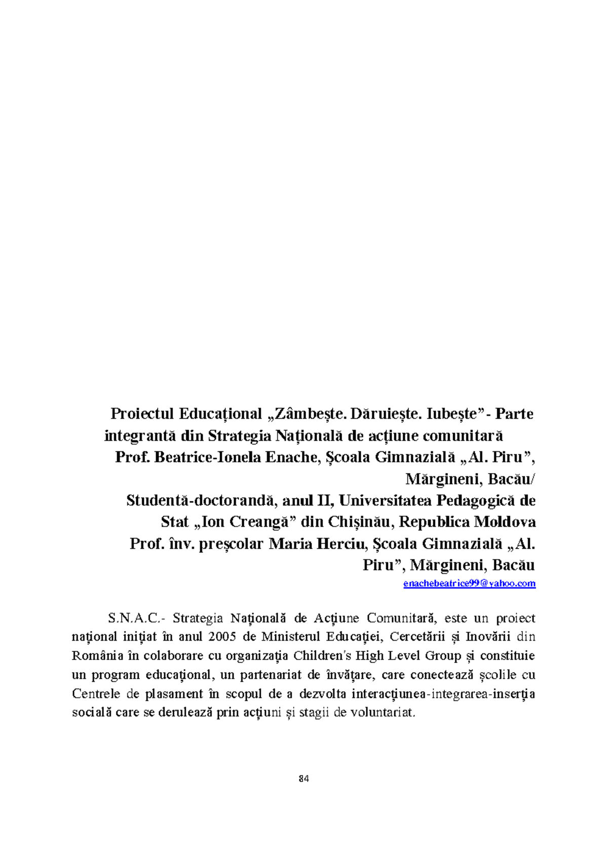 Model 2 proiect - Proiectul Educațional „Zâmbește. Dăruiește. Iubește ...