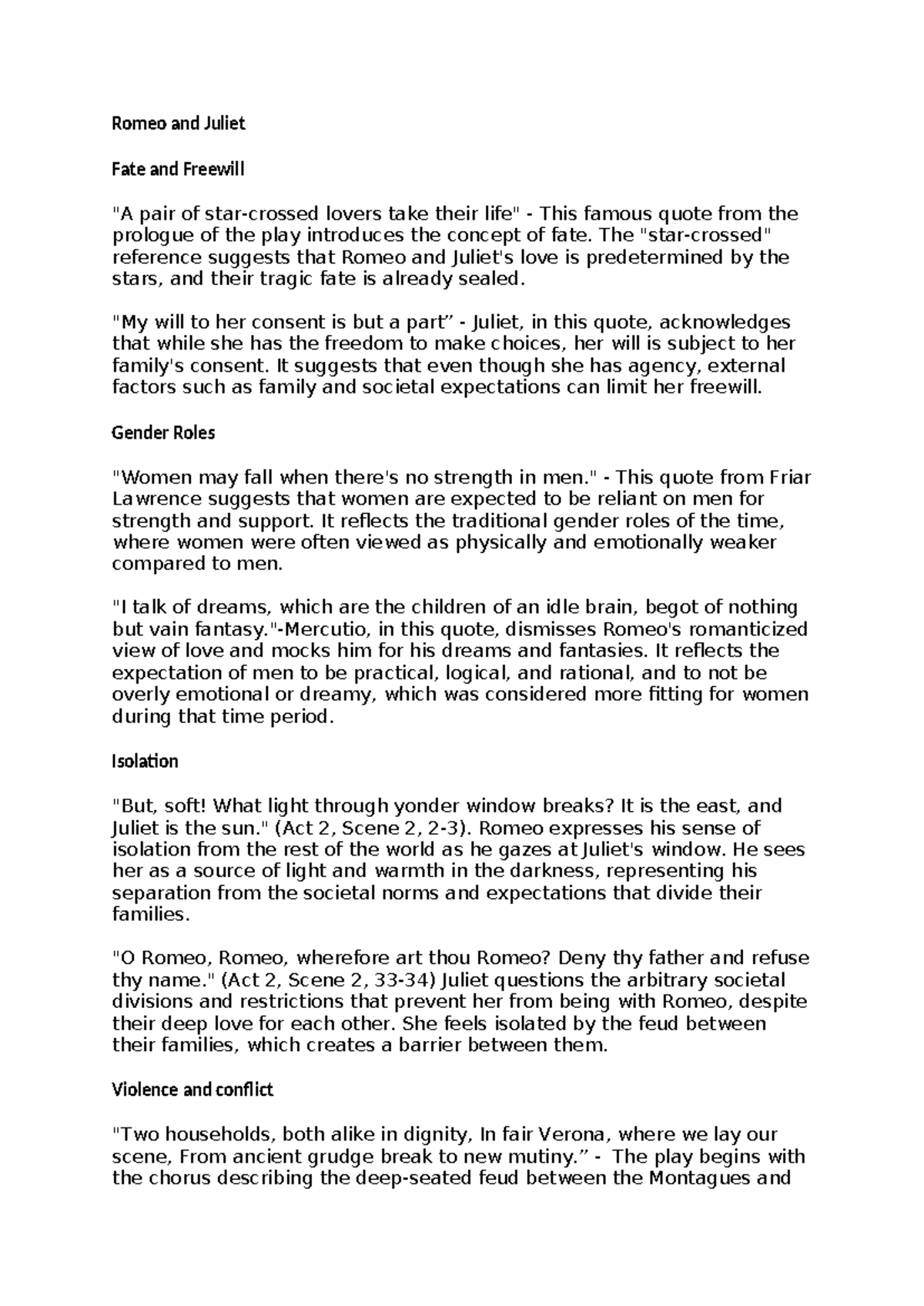 Romeo and Juliet - yes - Romeo and Juliet Fate and Freewill "A pair of ...