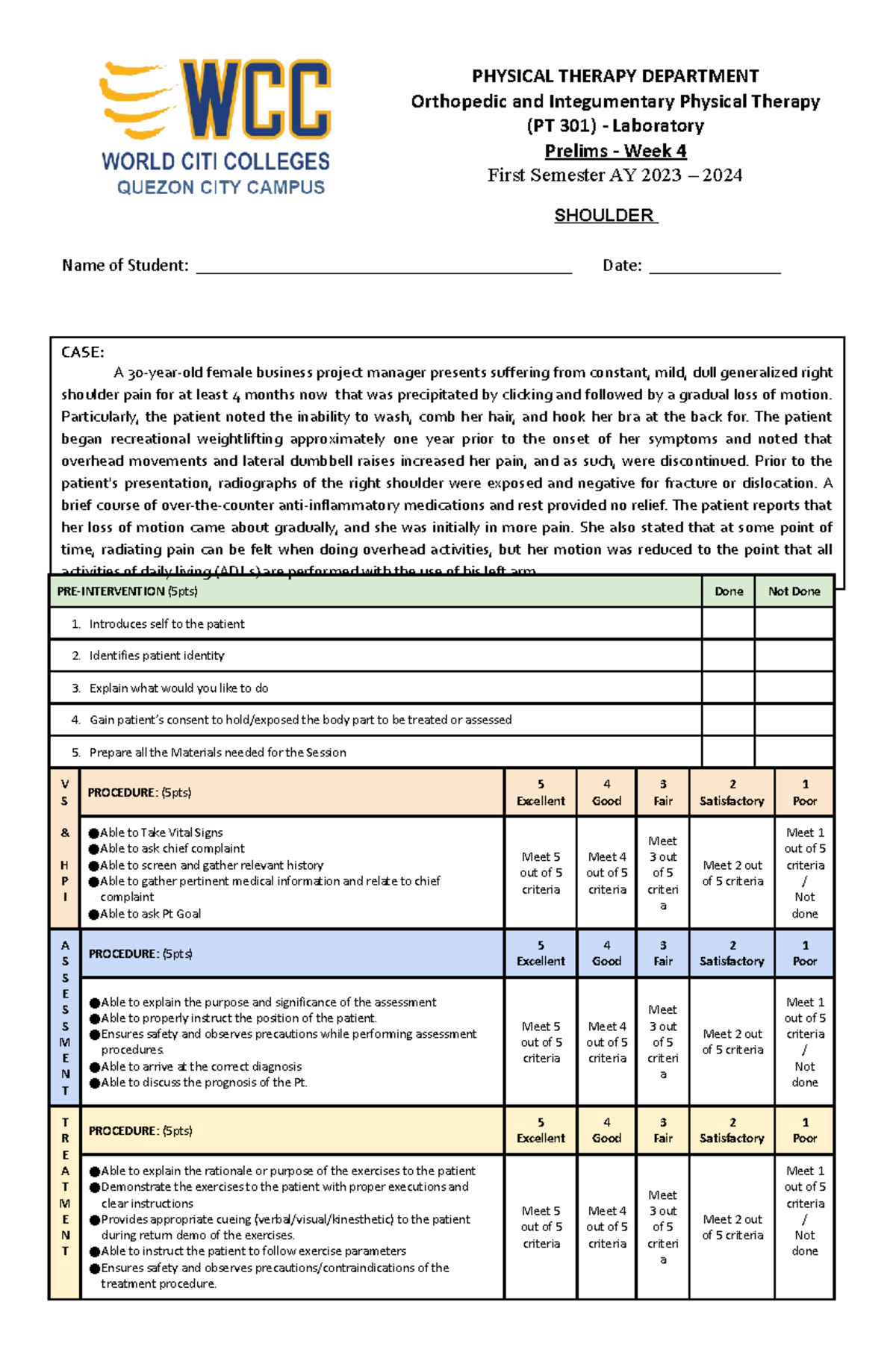 OSCE Shoulder - Objective Structured Clinical Examination - SHOULDER ...