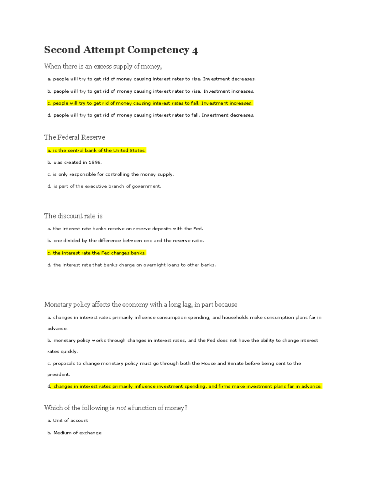 Second Attempt Competency 4 - people will try to get rid of money ...