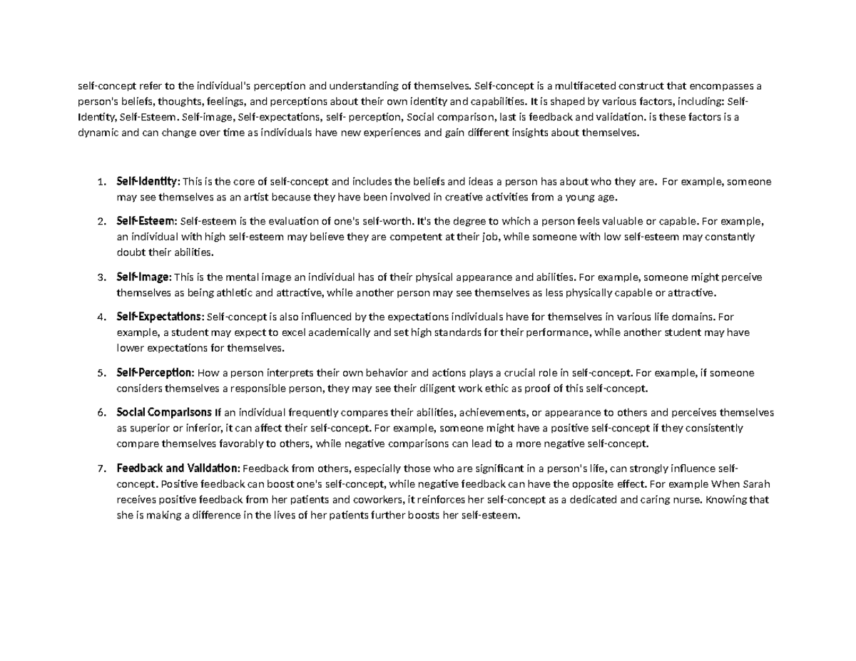 SELF Concept - UTS - this Understanding the self-notes will help you to ...