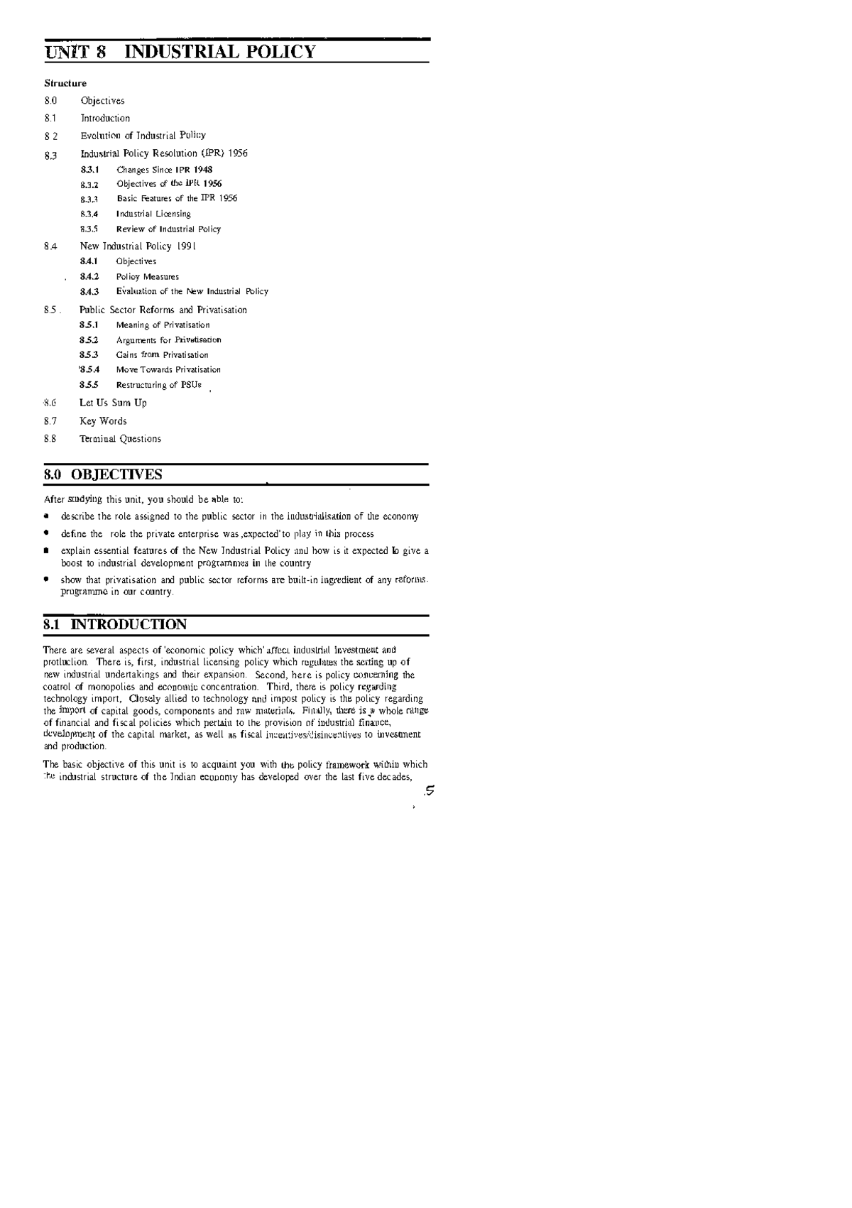 Unit-8 - UNIT 8 INDUSTRIAL POLICY Structure 8 Objectives 8 Introduction 8 2 Evolutio~iof ...