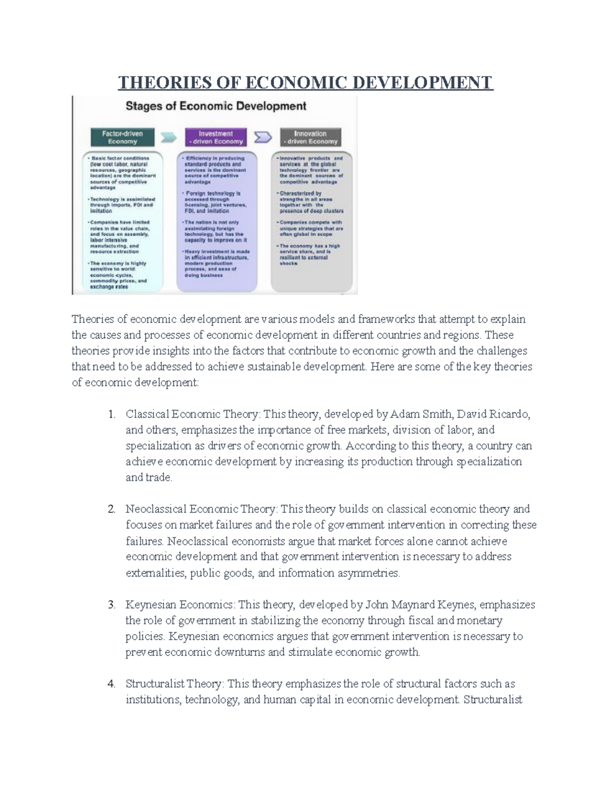 Theories OF Economic Development - THEORIES OF ECONOMIC DEVELOPMENT ...