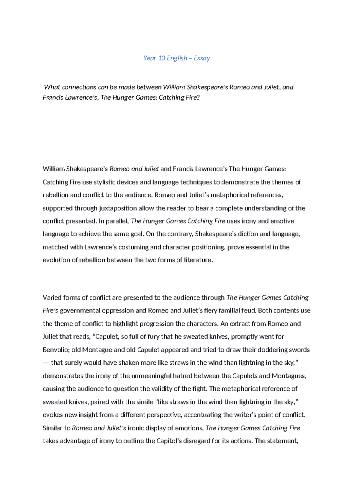 Comparitive essay final Jackson Smith - Year 10 English – Essay What ...