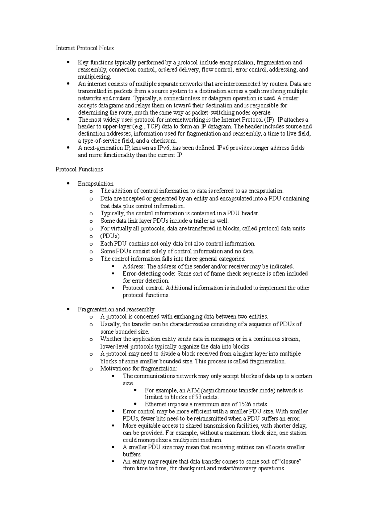 Internet Protocol Notes(10) - Internet Protocol Notes Key functions ...