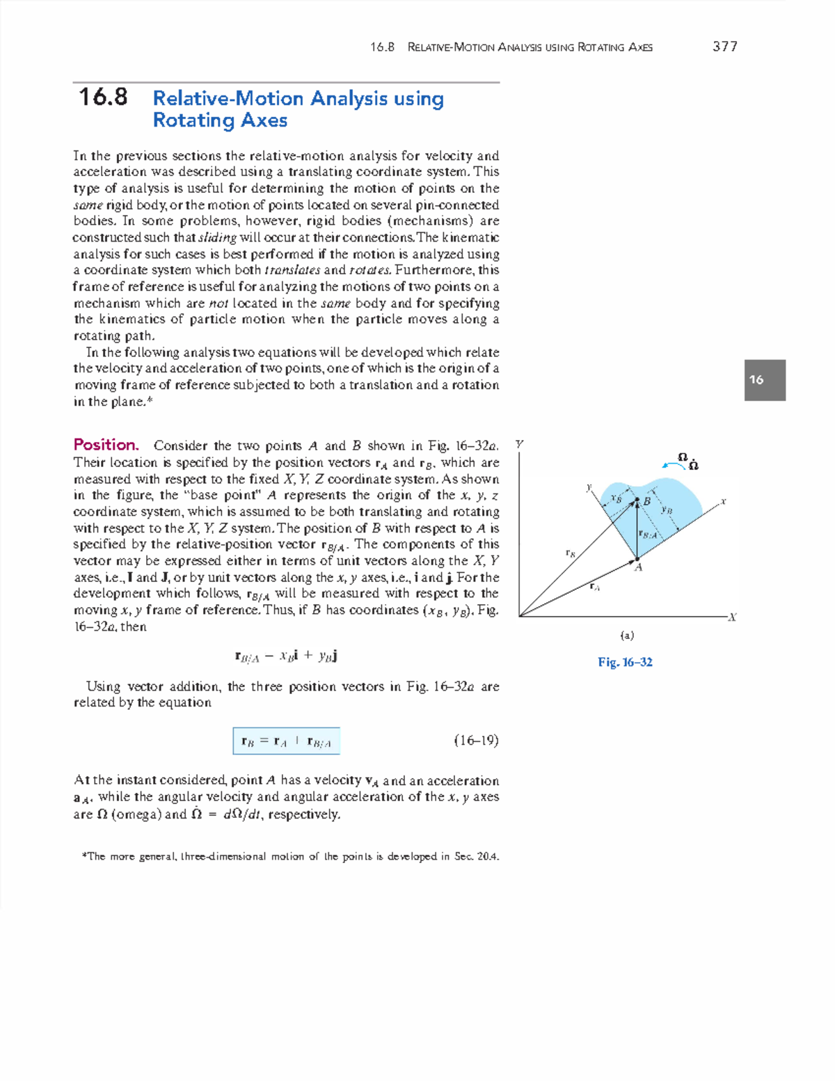 Relative Mo Tion Analysis Using Rotating Axes 1 6 Relative Motion Analysis Using Rotating Axes