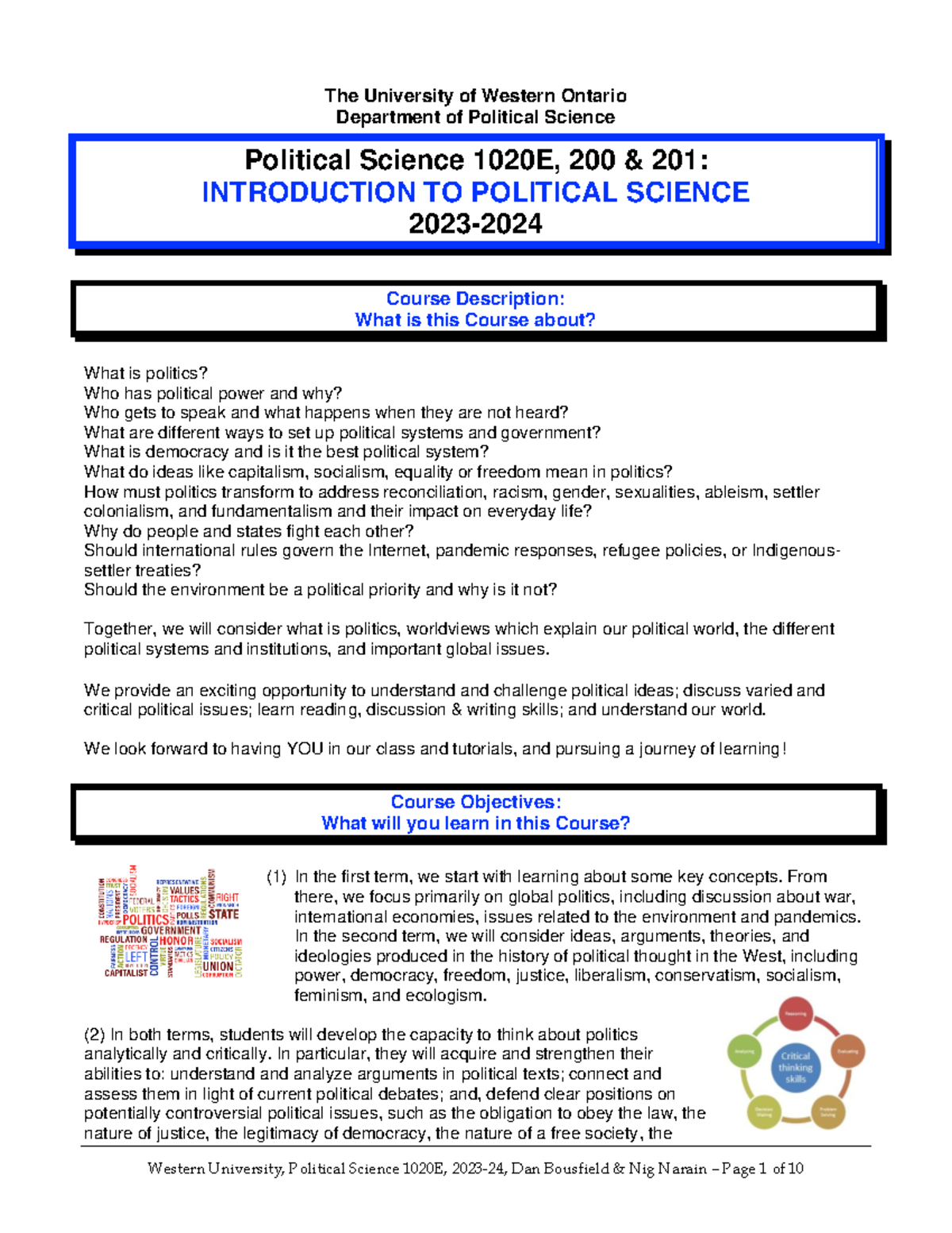 1020 Outline and Course plan - The University of Western Ontario ...