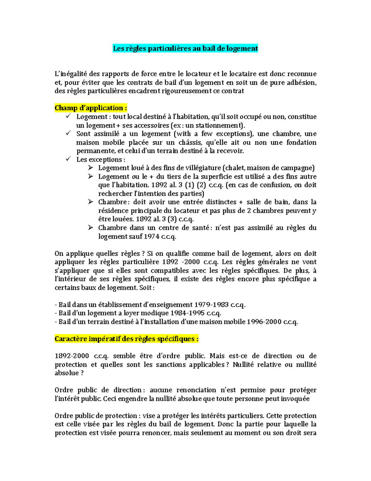 Louage partie 2 synthèse ...