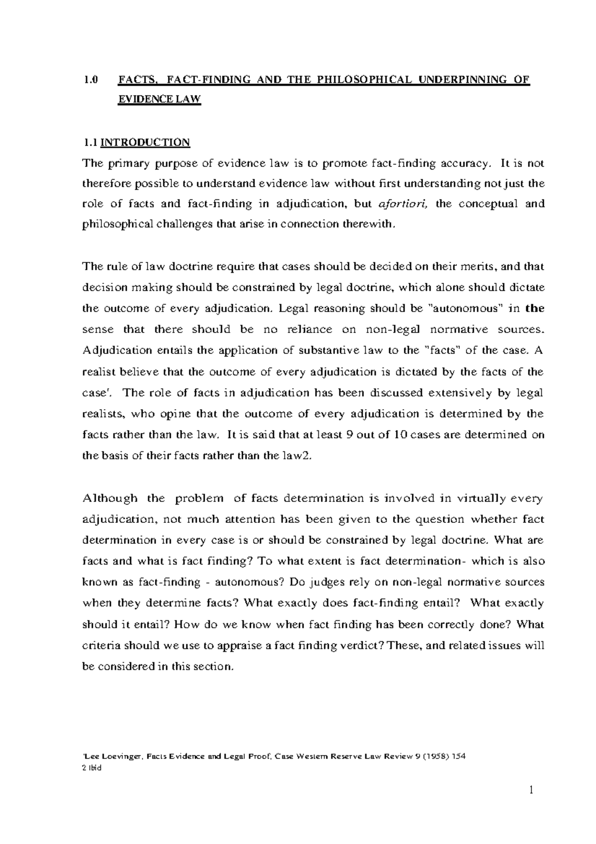 Evidence 1 - 1 FACTS, FACT-FINDING AND THE PHILOSOPHICAL UNDERPINNING ...