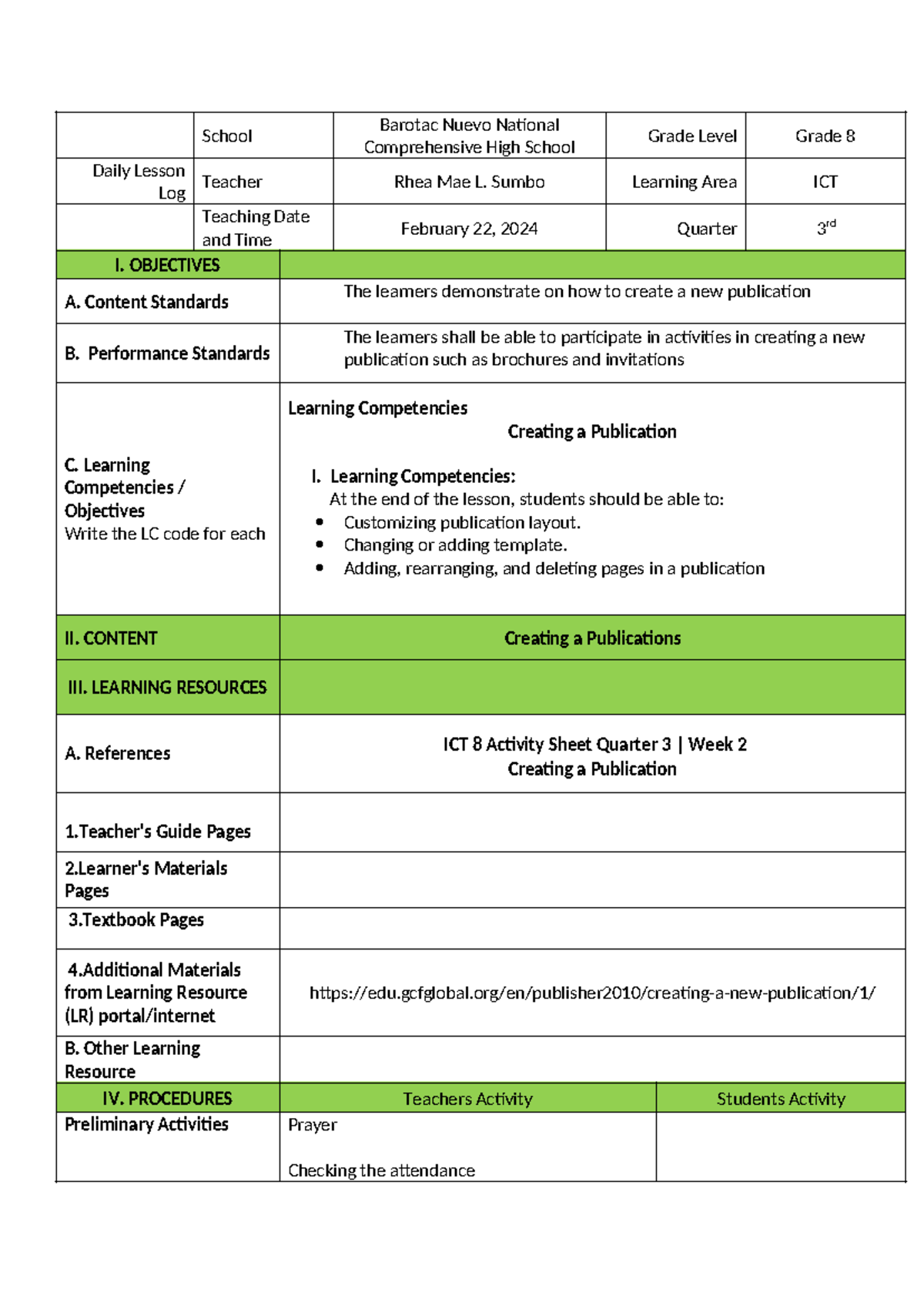 Creating a publication - School Barotac Nuevo National Comprehensive ...