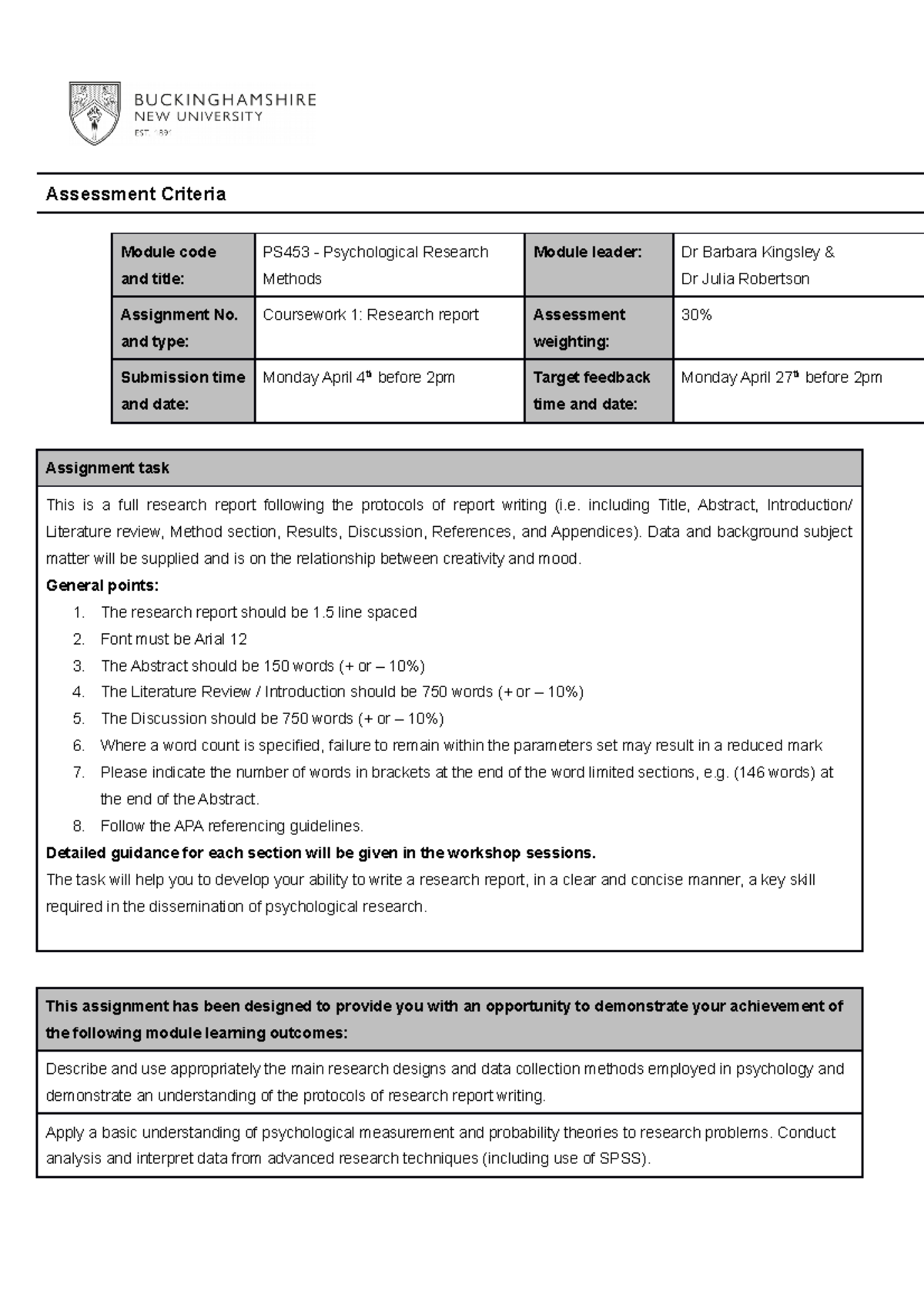 Assignment Brief 2021-22 - Assessment Criteria Module code and title ...
