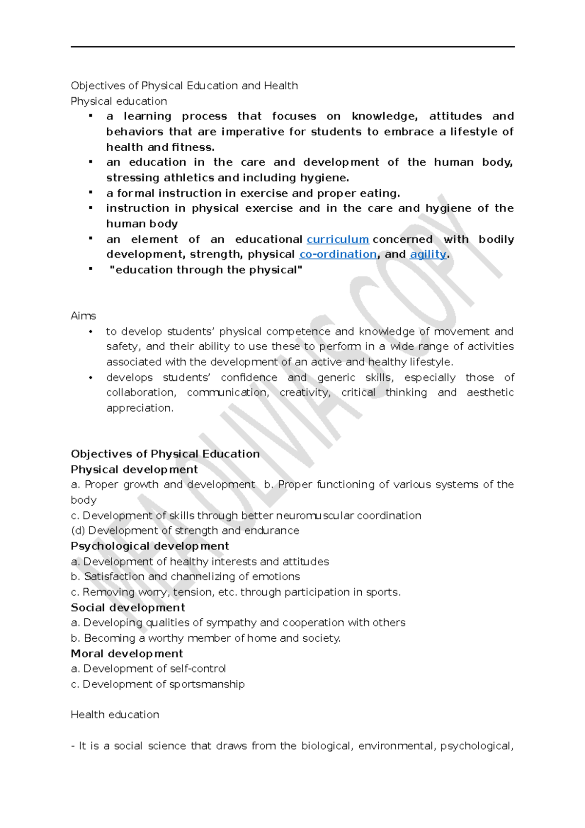 Teaching PE Reviewer CHAP 1 5 Objectives Of Physical Education And