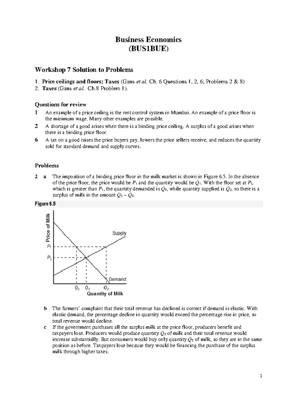 WKSP7 Sol - Week 7's Homework - Business Economics (BUS1BUE) Workshop 7 ...