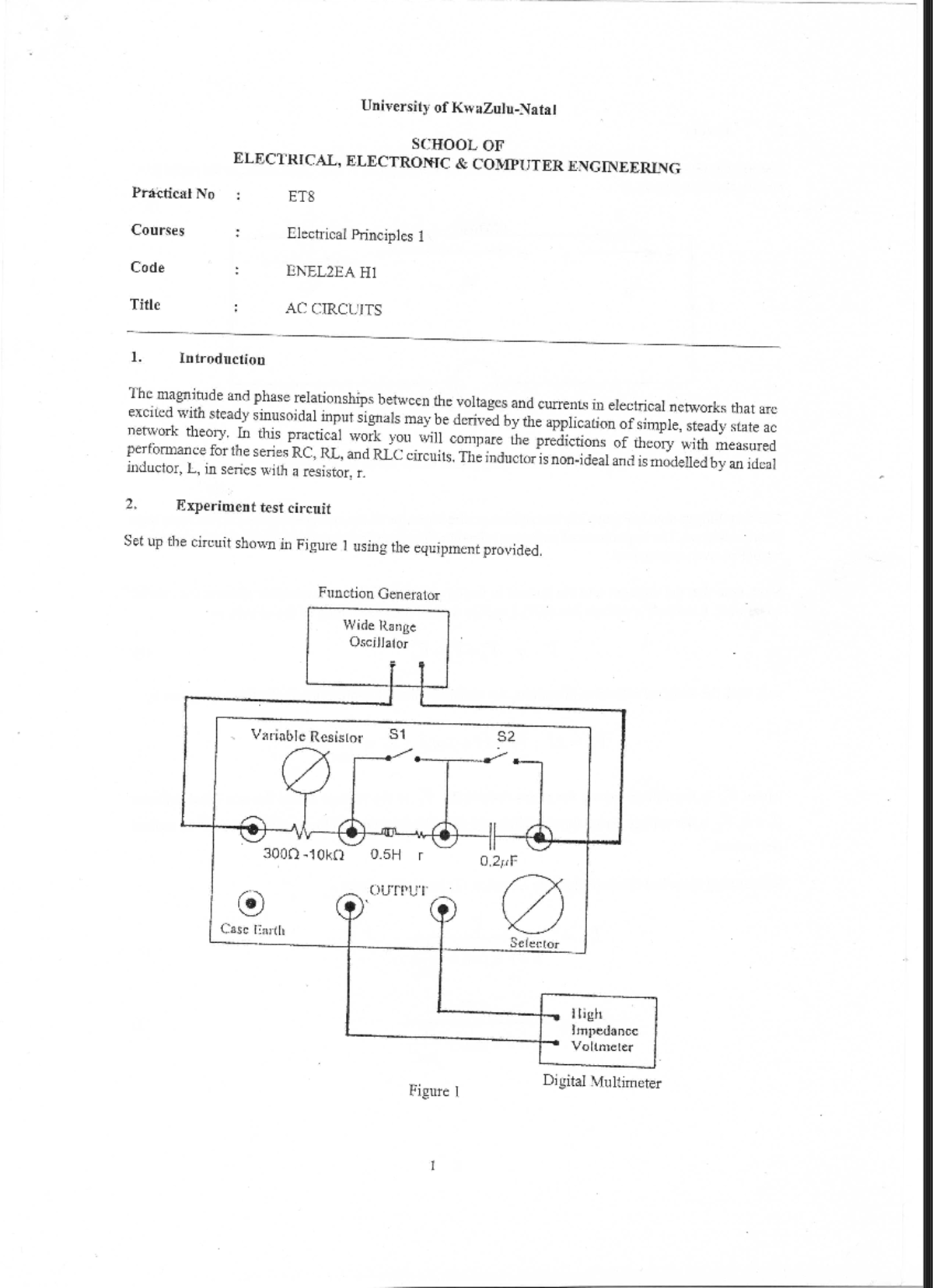 ET8 Prac Sheet - ENEL2EEH1 - Studocu