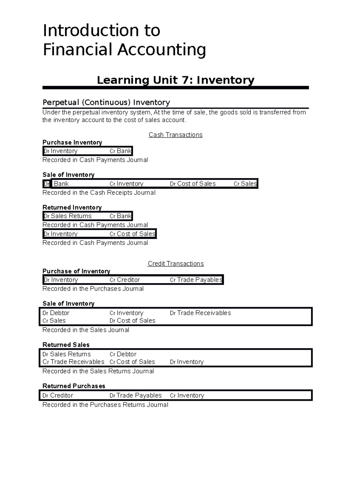 Financial Accounting Ch 7-9 - Financial Accounting Learning Unit 7 ...