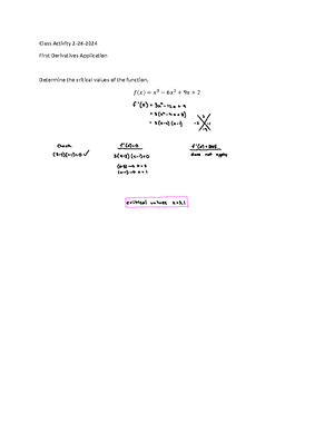 Class Activity 3 1 concavity Second Derivatives - MATH 033 - Class ...