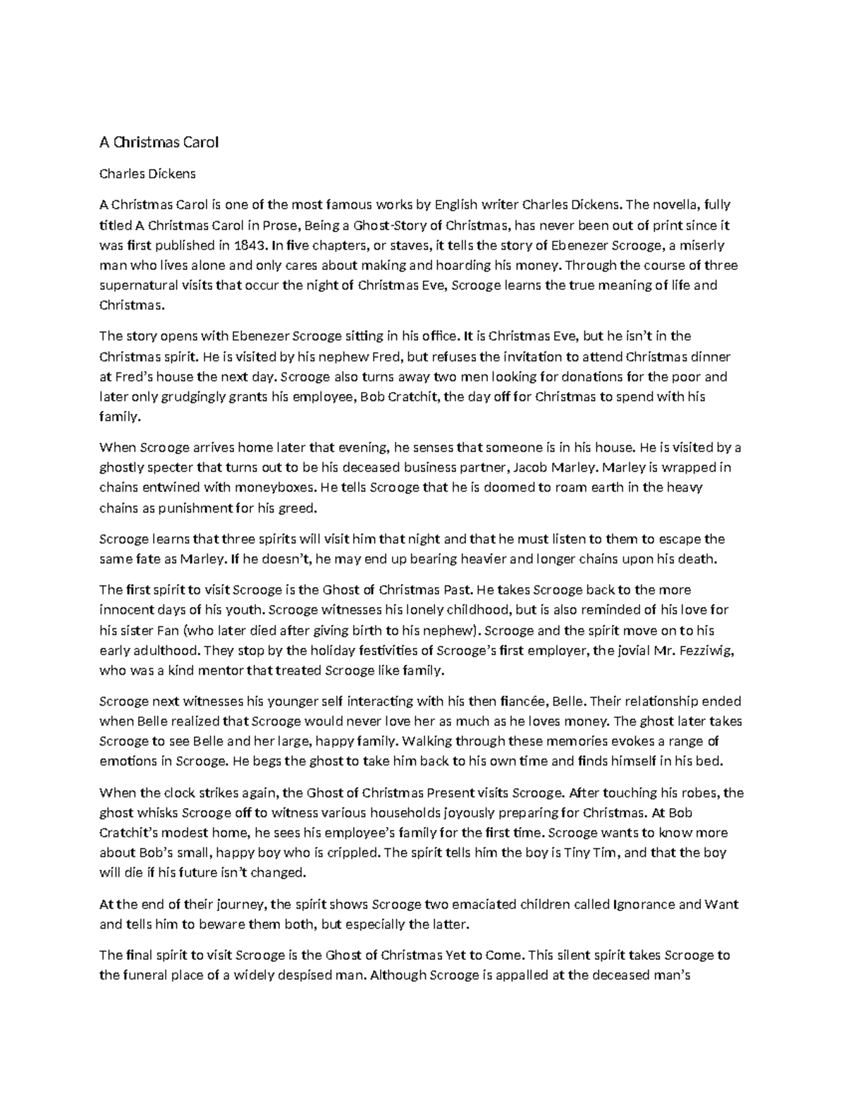 Christmas Carol - English Literature - A Christmas Carol Charles ...