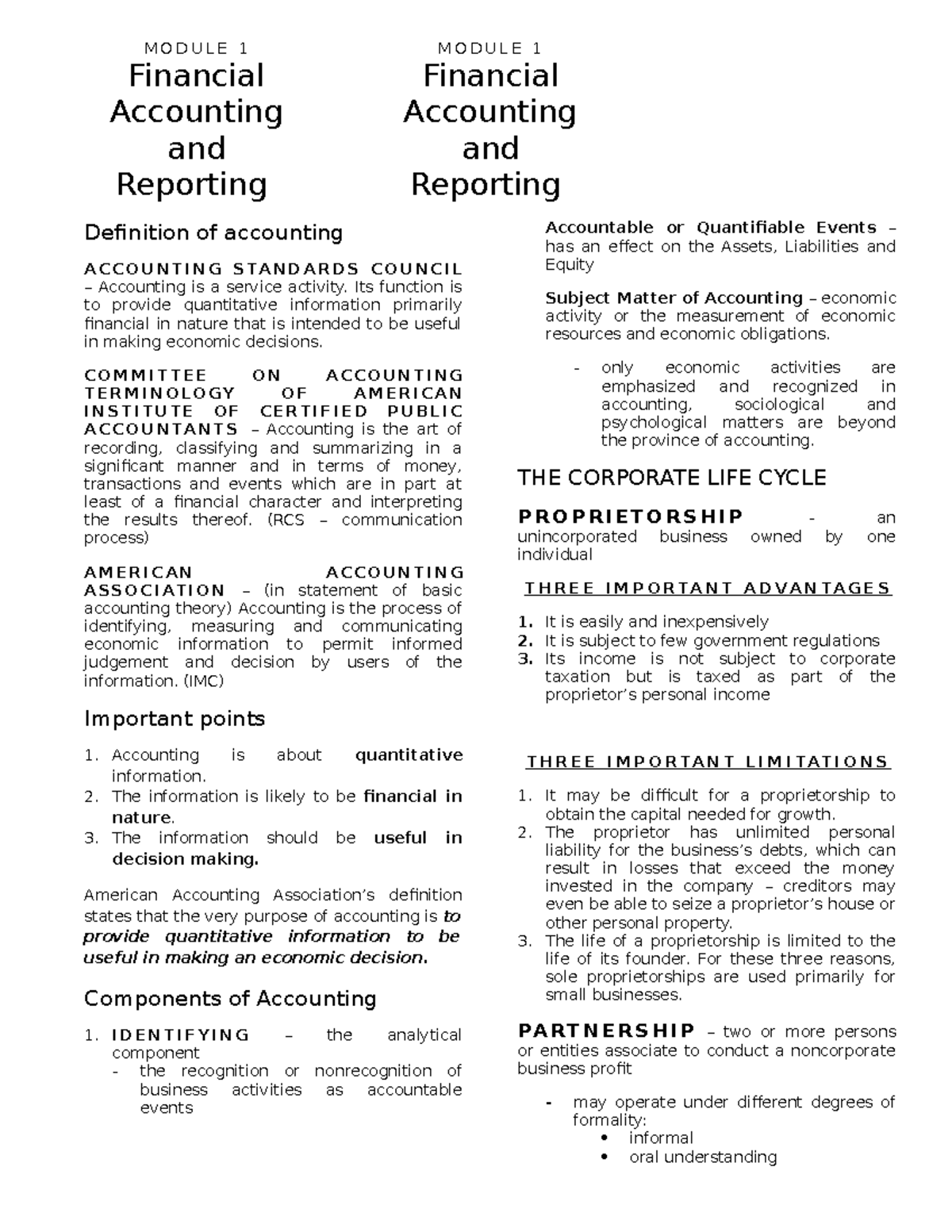 Financial Reporting and Accounting 1 - Definition of accounting ...