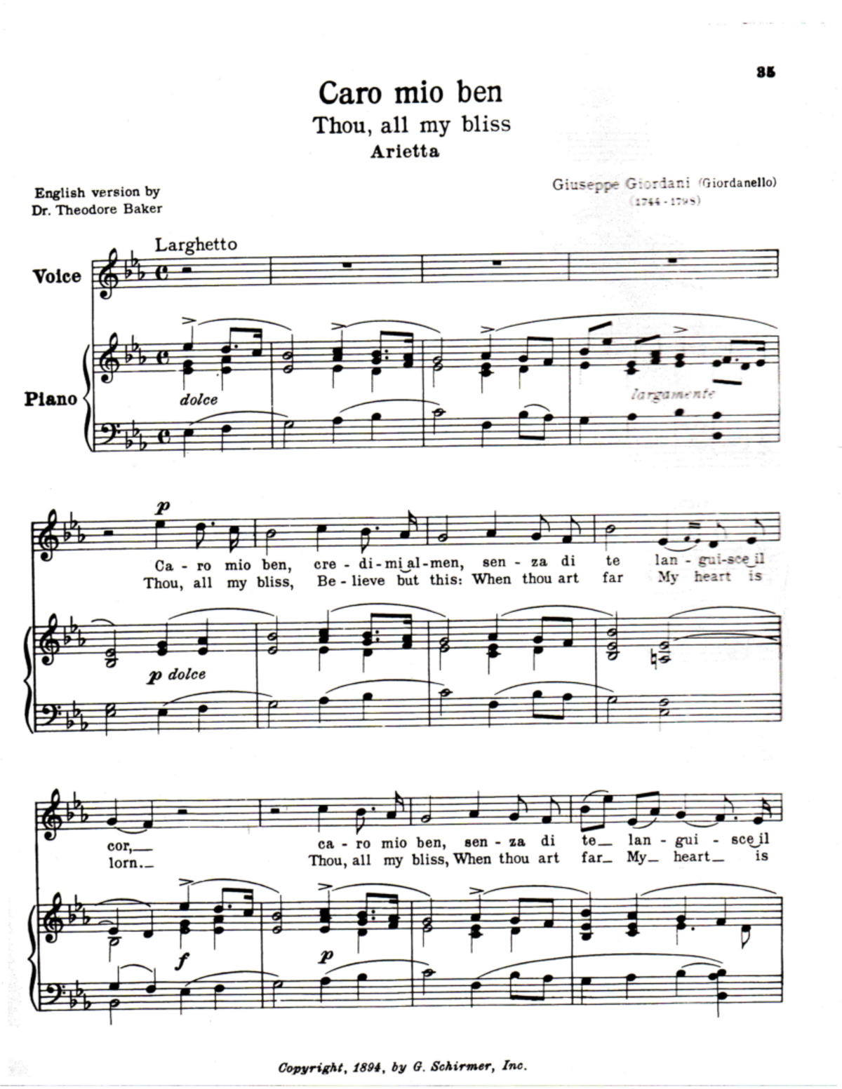 Caro Mio Ben-Page 1 (E flat) - 85 Caro mio ben Thou, all my bliss ...