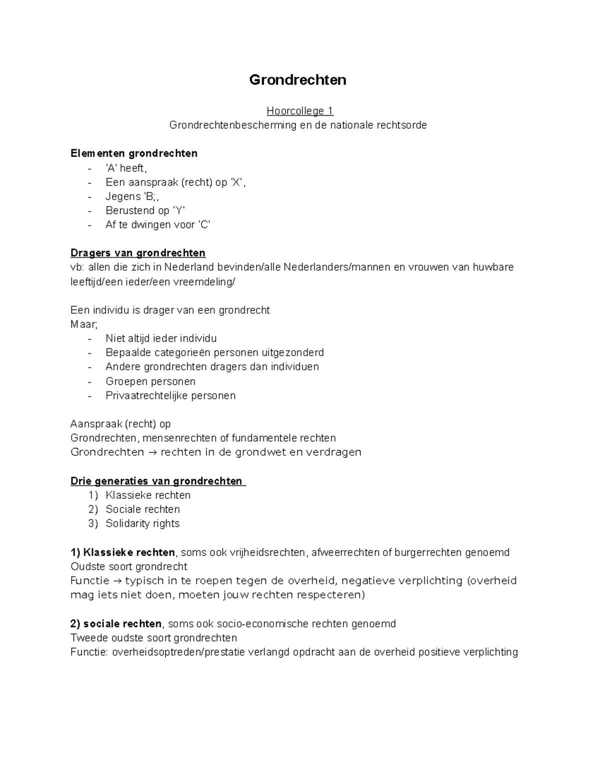 Grondrechten - Artikel 120 GW → de rechter treedt niet in de ...