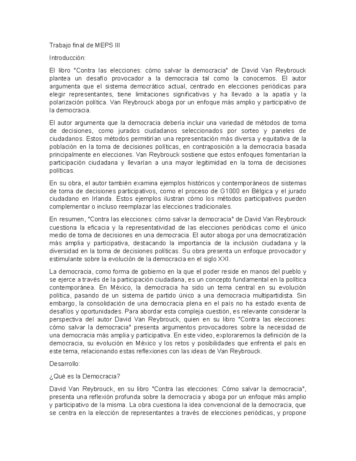 Trabajo final de MEPS III - Texto - Trabajo final de MEPS III ...