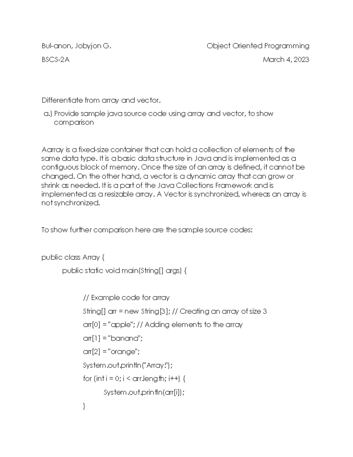 OOP Bul-anon Jobyjon Quiz Assignment 4 - Bul-anon, Jobyjon G. Object ...