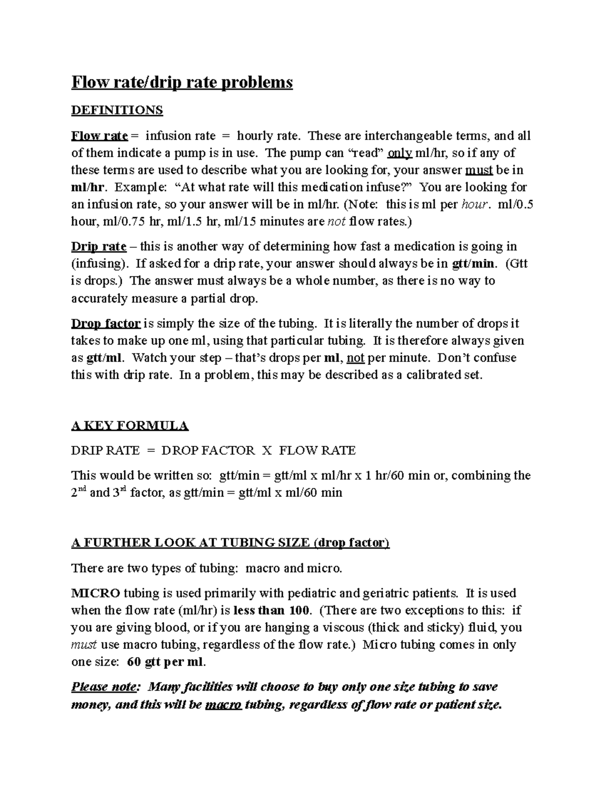 Flow rate and drip rate explanation - Flow rate/drip rate problems ...