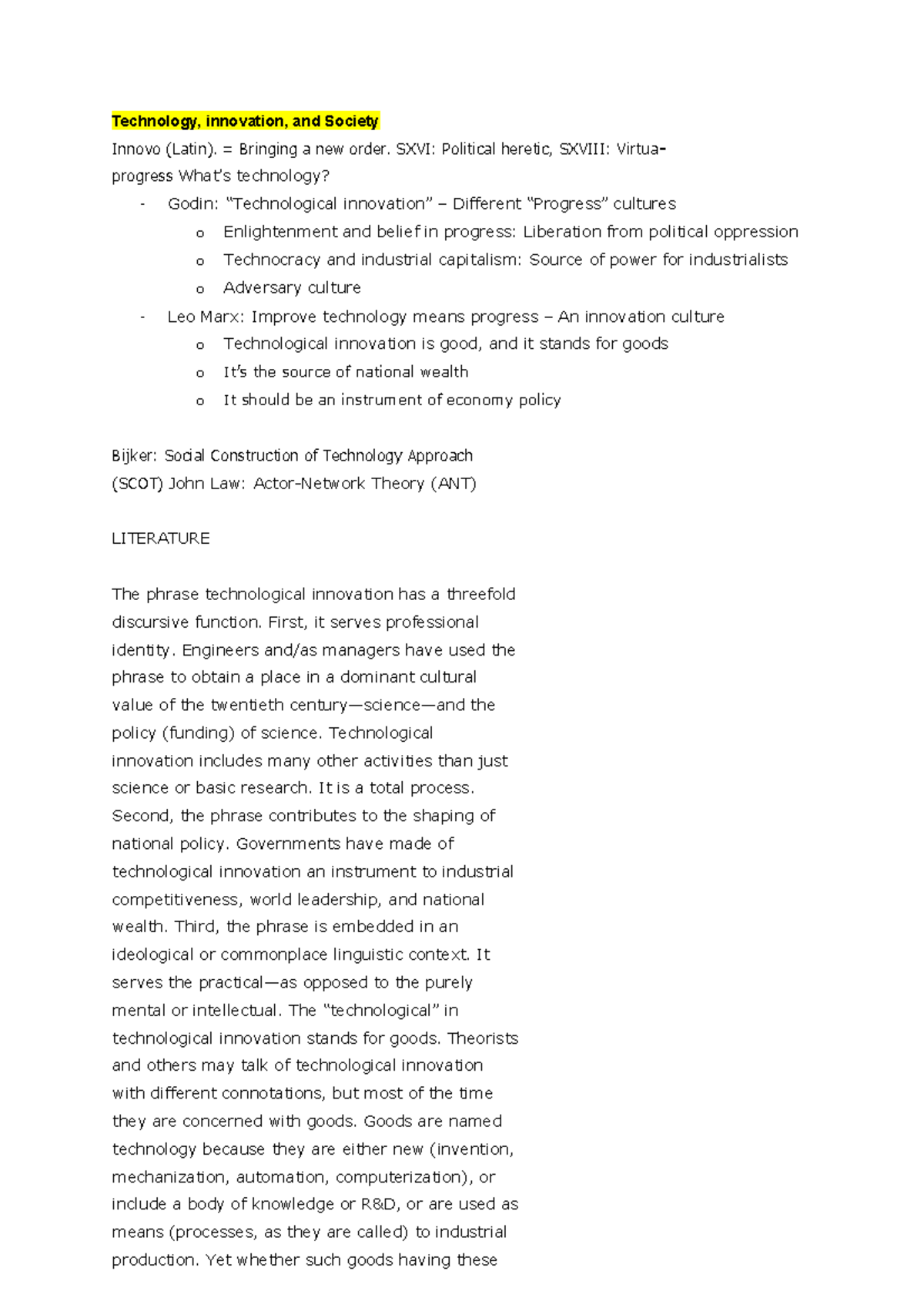 Technology summary - Technology, innovation, and Society Innovo (Latin ...