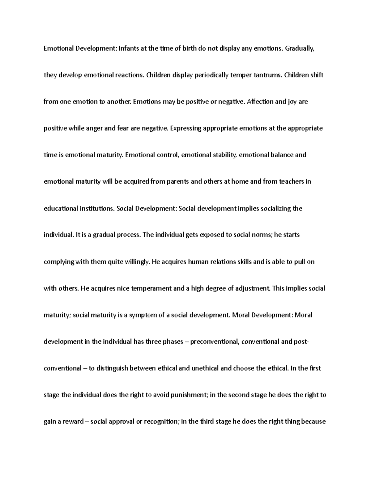 Emotional Development - Gradually, they develop emotional reactions ...