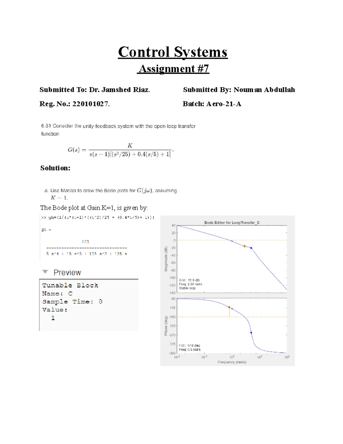 Nouman CS A7 - This is Assignment 7 relating to chapter 6 - Control ...