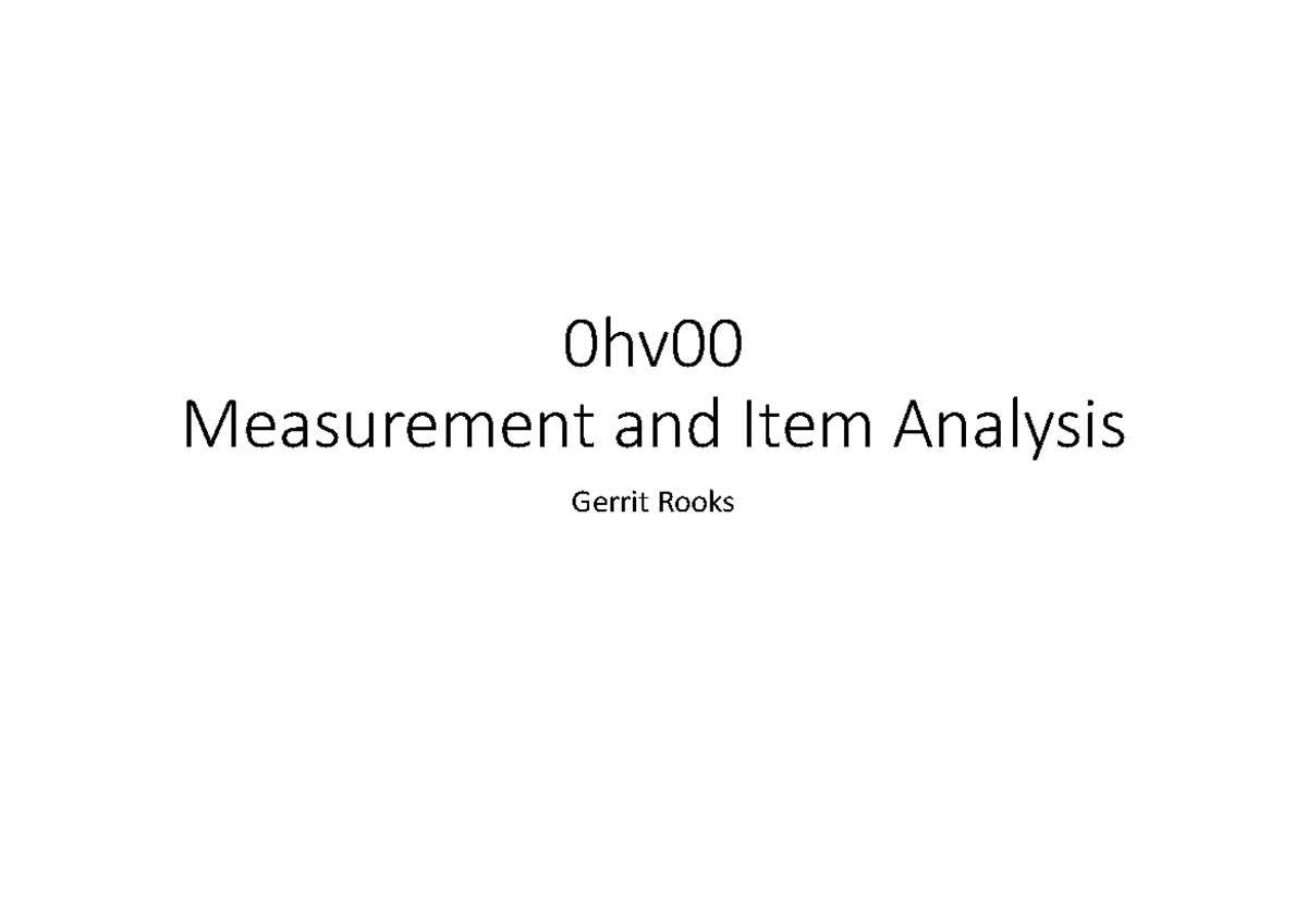 0HV00 Lecture 5 2020 - colleges - Warning: TT: undefined function: 32 0hv Measurement and Item ...