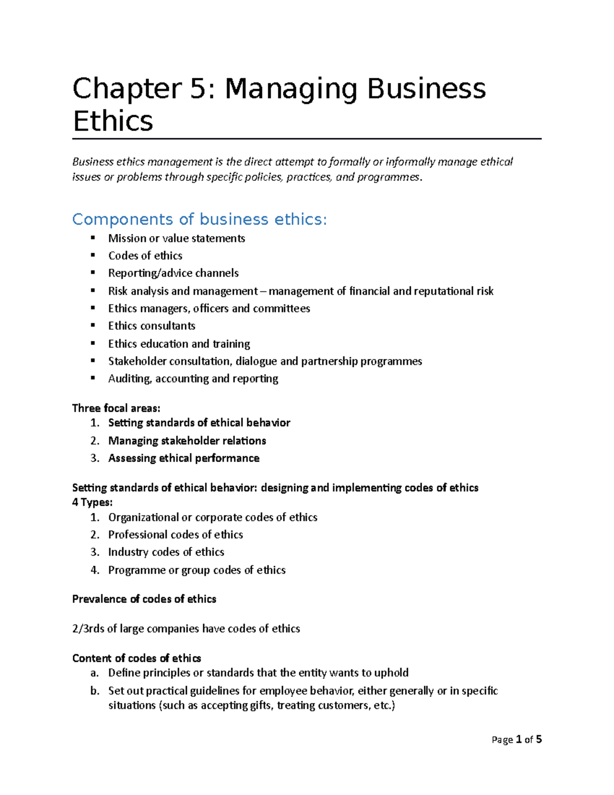 Lecture notes, lecture Week 5 - Montgomery - Chapter 5: Managing ...
