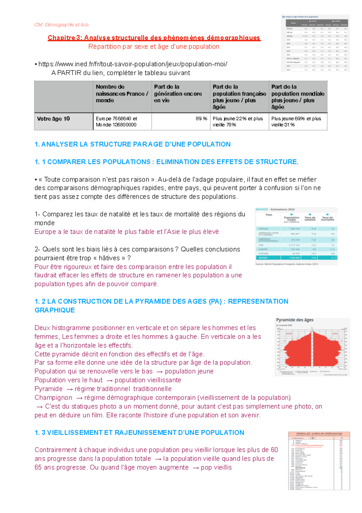 Partie 1 cours 3 démographie et économie - CM: Démographie et éco Cours ...
