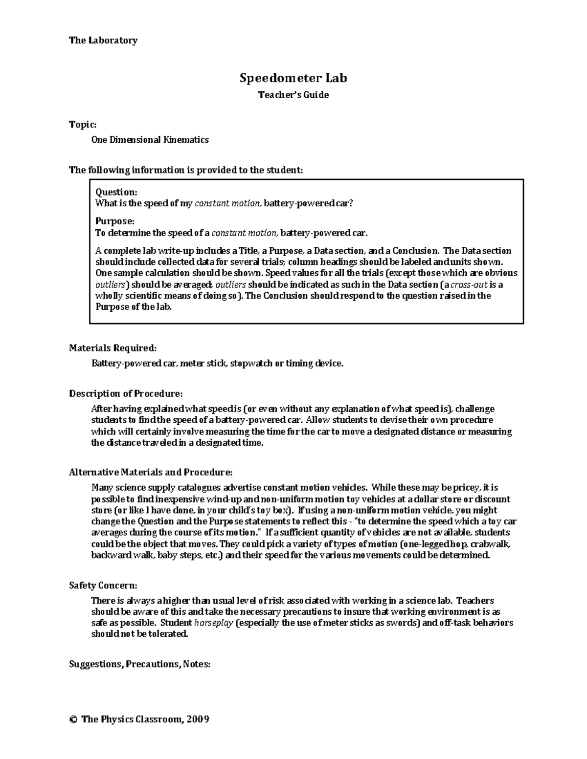 K1tg - lol - The Laboratory © The Physics Classroom, Speedometer Lab ...