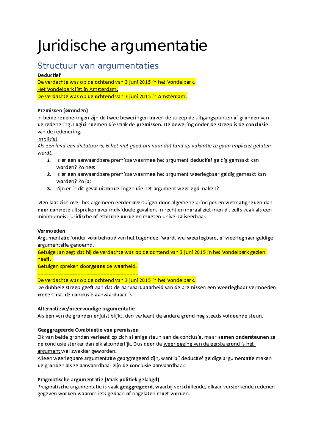 Juridische argumentatie Samenvatting - Juridische argumentatie ...