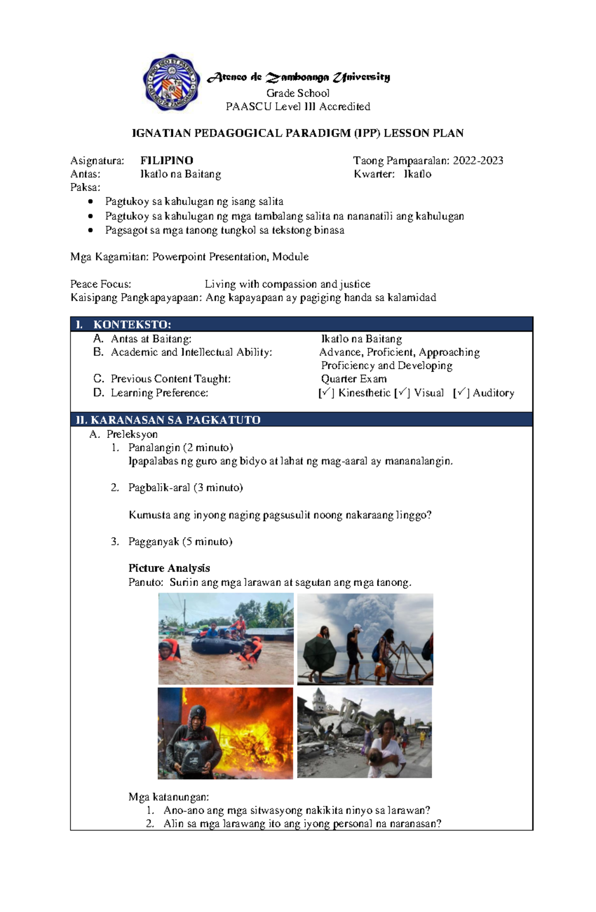 Filipino-3 Q3-WK1- Lesson-PLAN - Ateneo de Zamboanga University Grade ...