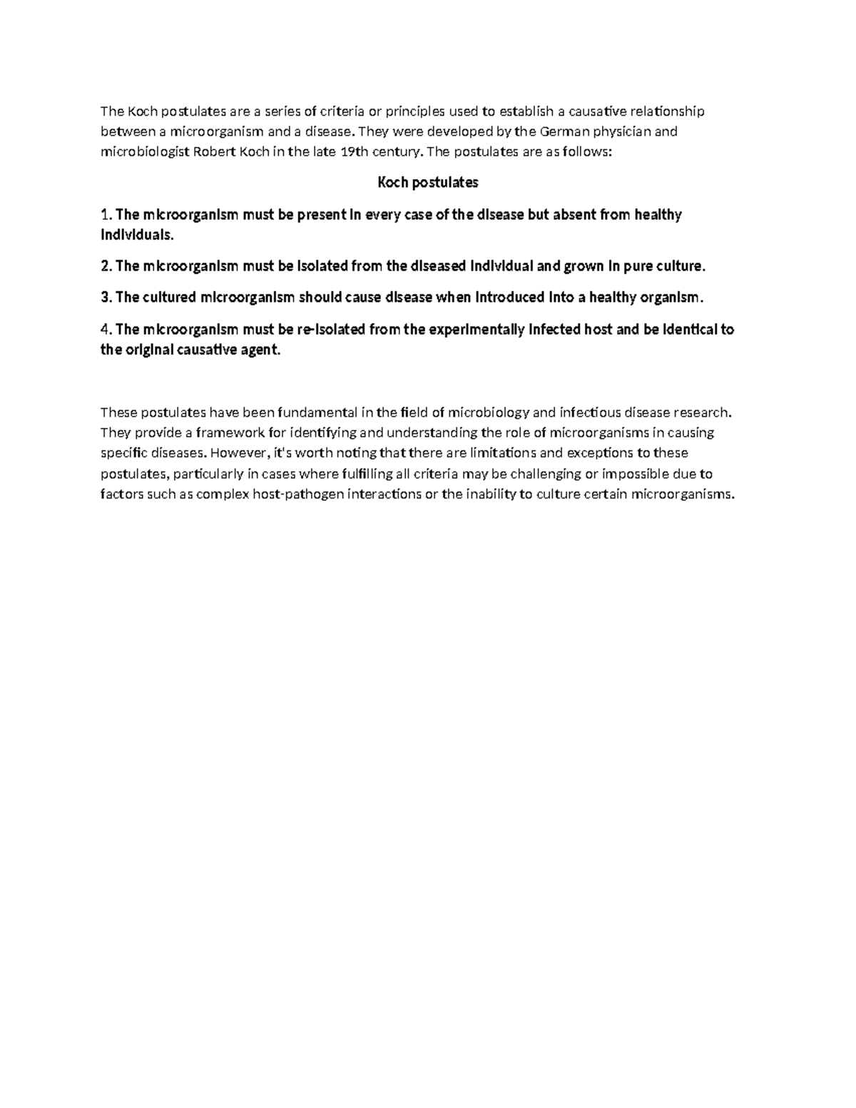 KOCH- Postulates - The Koch postulates are a series of criteria or ...