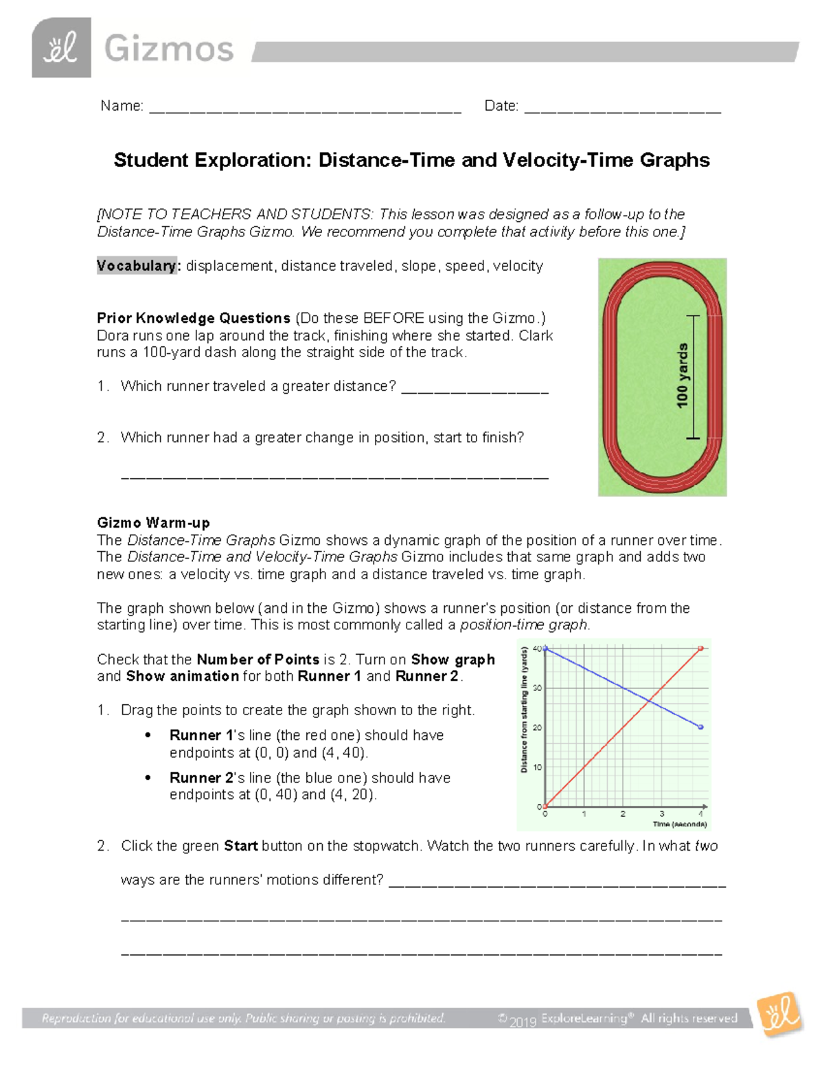 Unit 1 Distance Time Velocity SE (1) Gizmo - Name