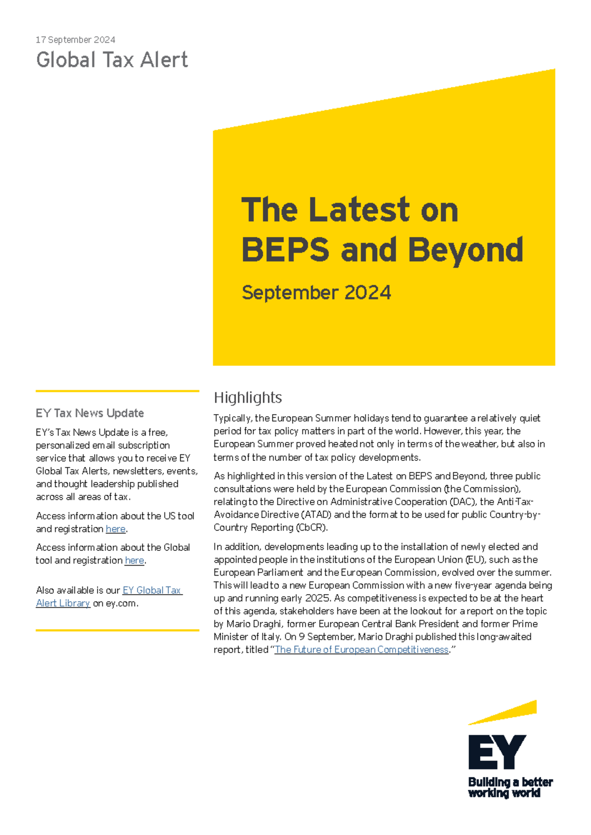 EY Latest on BEPS and Beyond - Highlights Typically, the European ...