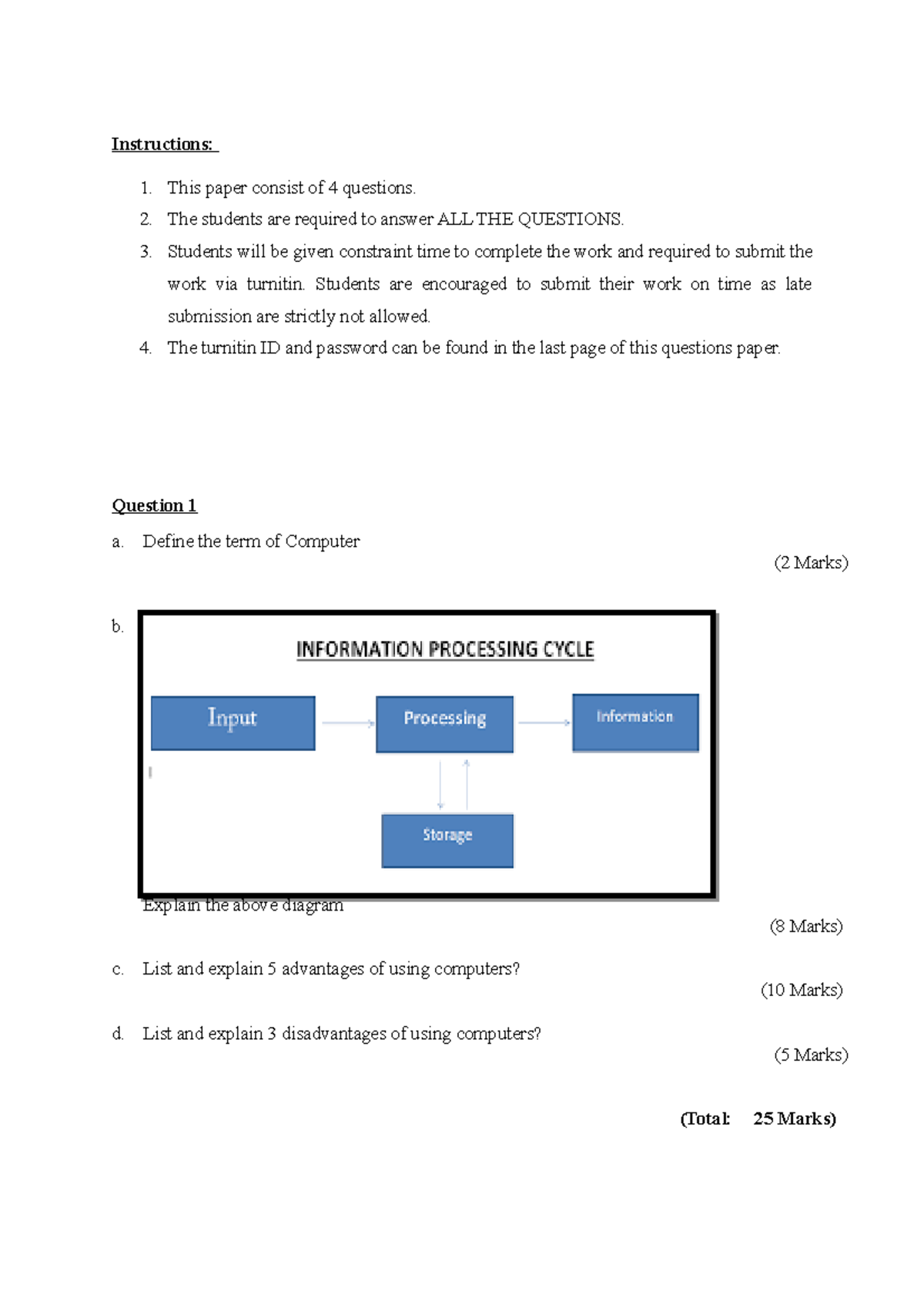 Final EXAM Question Paper - Instructions: This paper consist of 4 ...
