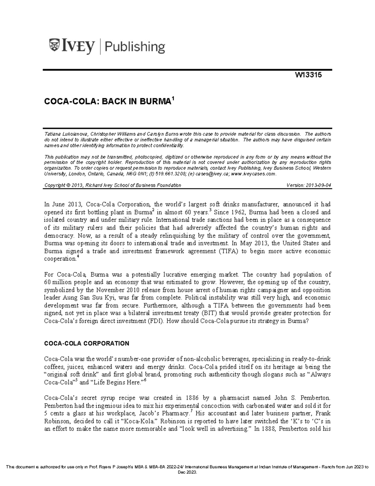 Coca-Cola - Back in Burma - W COCA-COLA: BACK IN BURMA 1 Tatiana ...