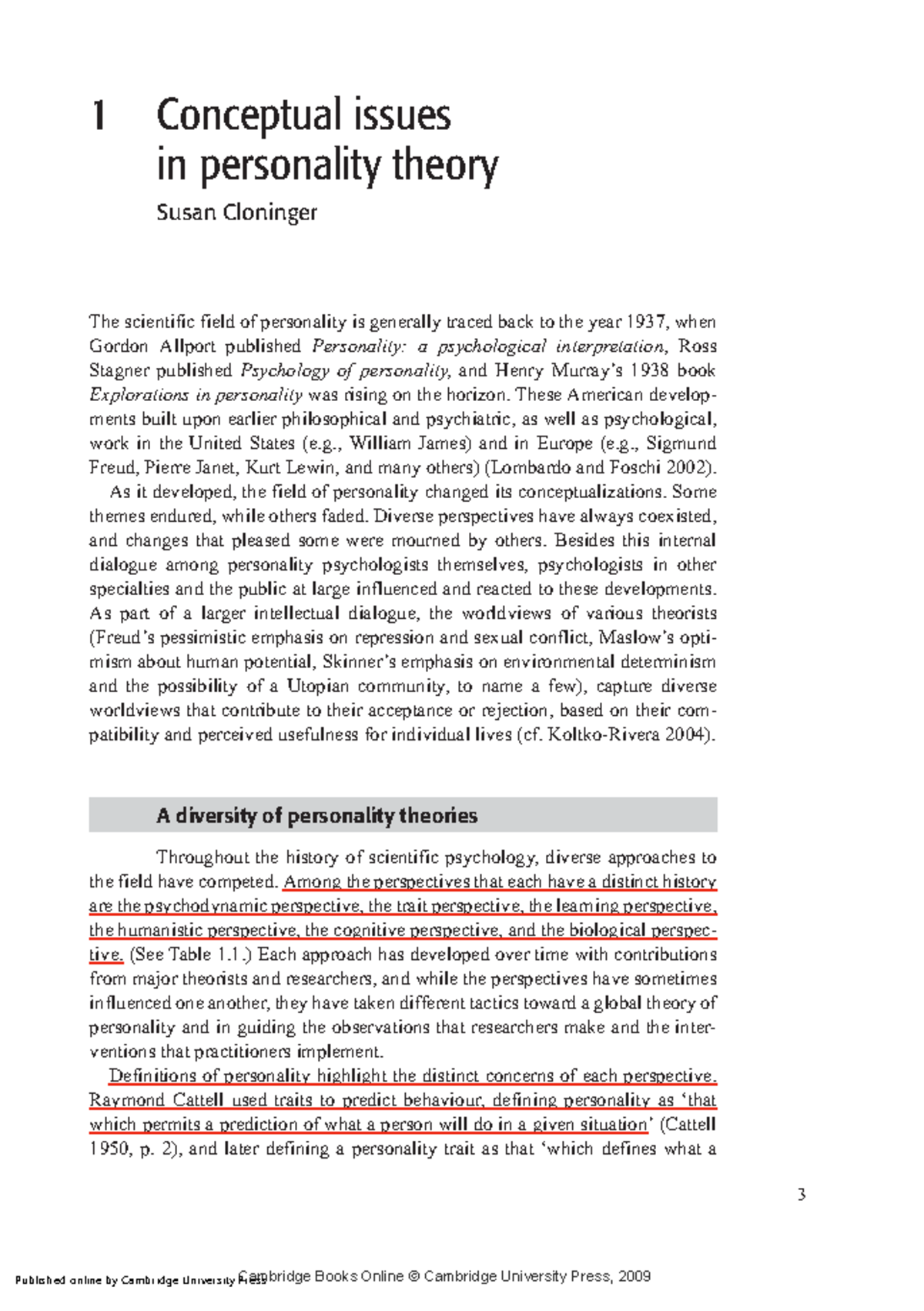 Conceptual issues in personality theory - 1 Conceptual issues in ...
