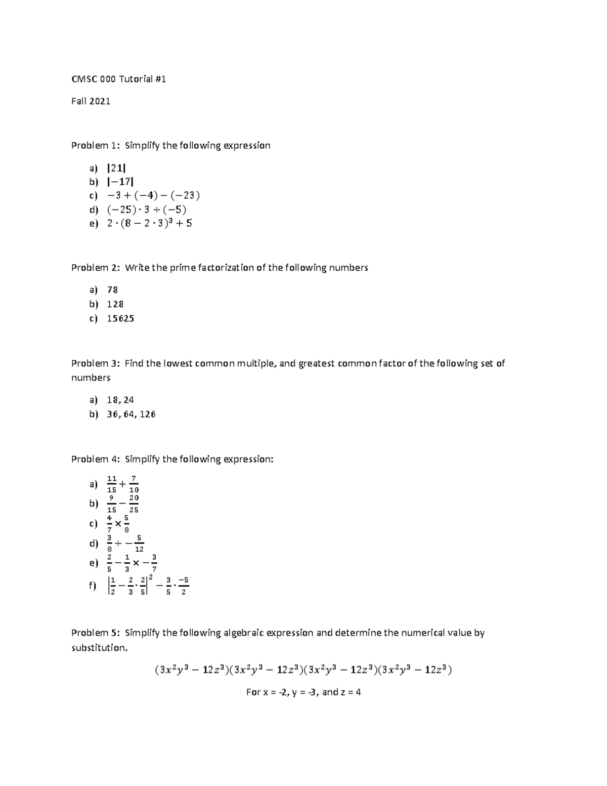 CMSC 000- Fall 2021 - Tutorial 01 - Copy - CMSC 000 Tutorial # Fall ...