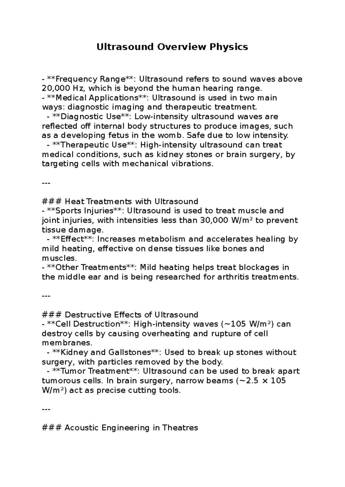 Ultrasound Overview Physics - Medical Applications: Ultrasound is used ...