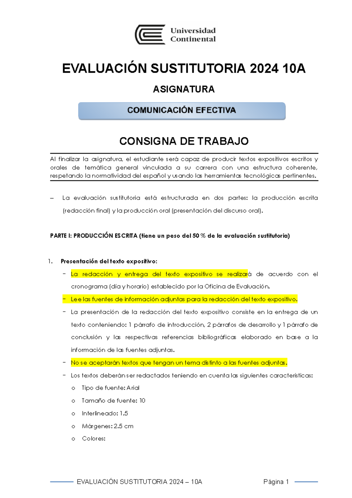 1. Consigna de Evaluación Sustitutoria 2024 10A - EVALUACIÓN SUSTITUTORIA 2024 10A ASIGNATURA ...