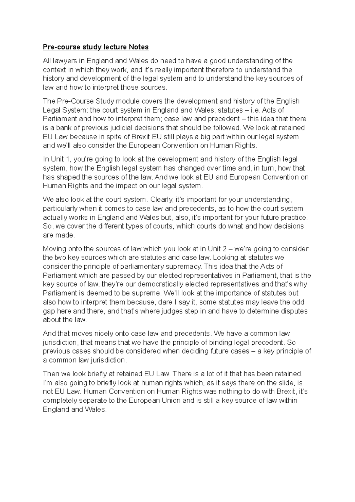 Pre-Course Study Lecture Notes - Pre-course study lecture Notes All ...