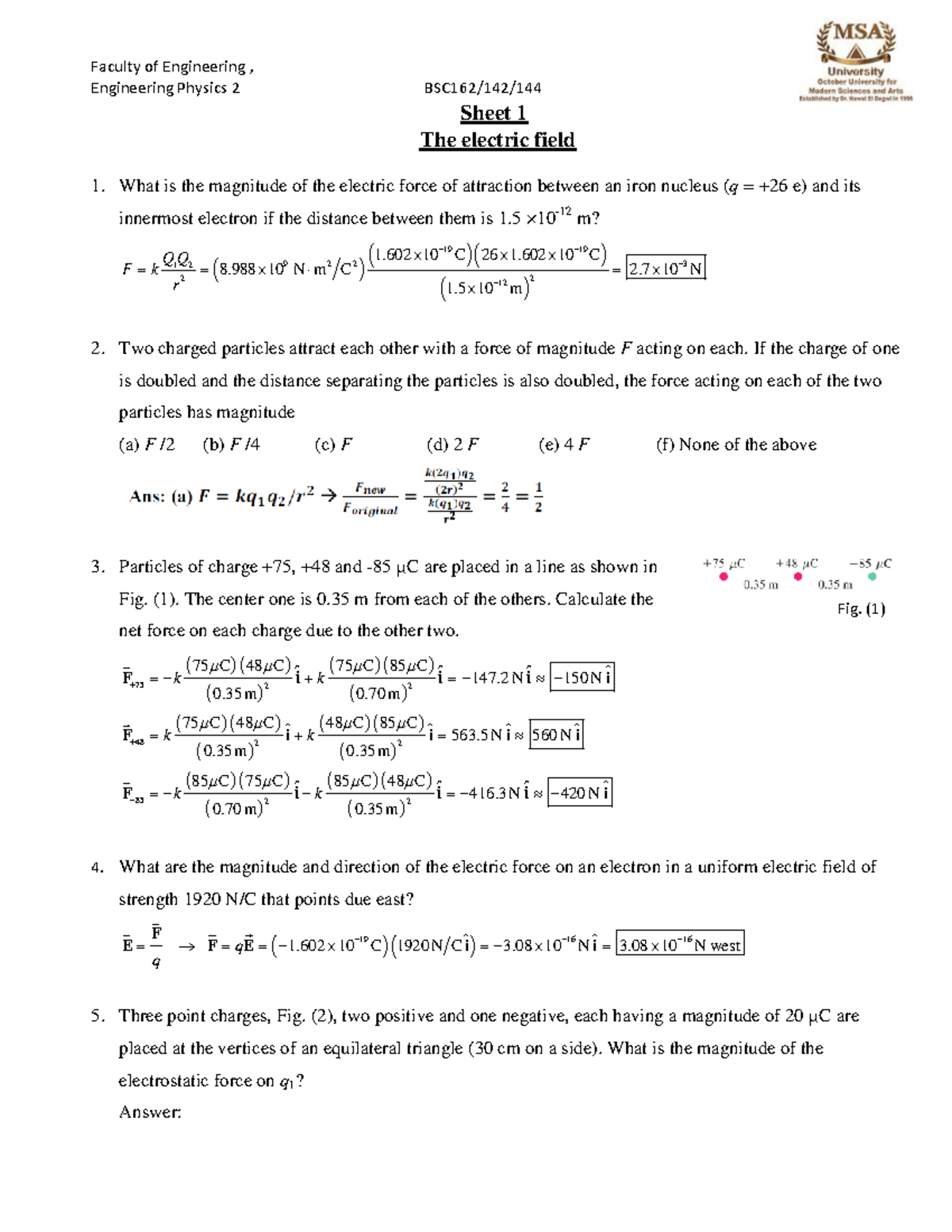 Sheet 1 MA BSC162-Spring 2018 - Engineering Physics 2 BSC162/142/ Sheet ...