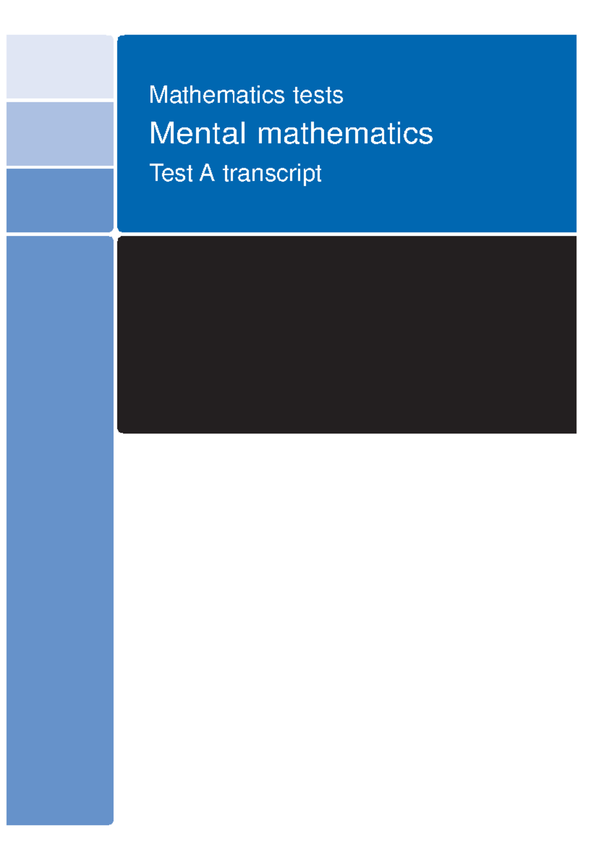 1st Practice Mental Maths Test A – Transcript (Levels 4-6, 5-7, 6-8 ...