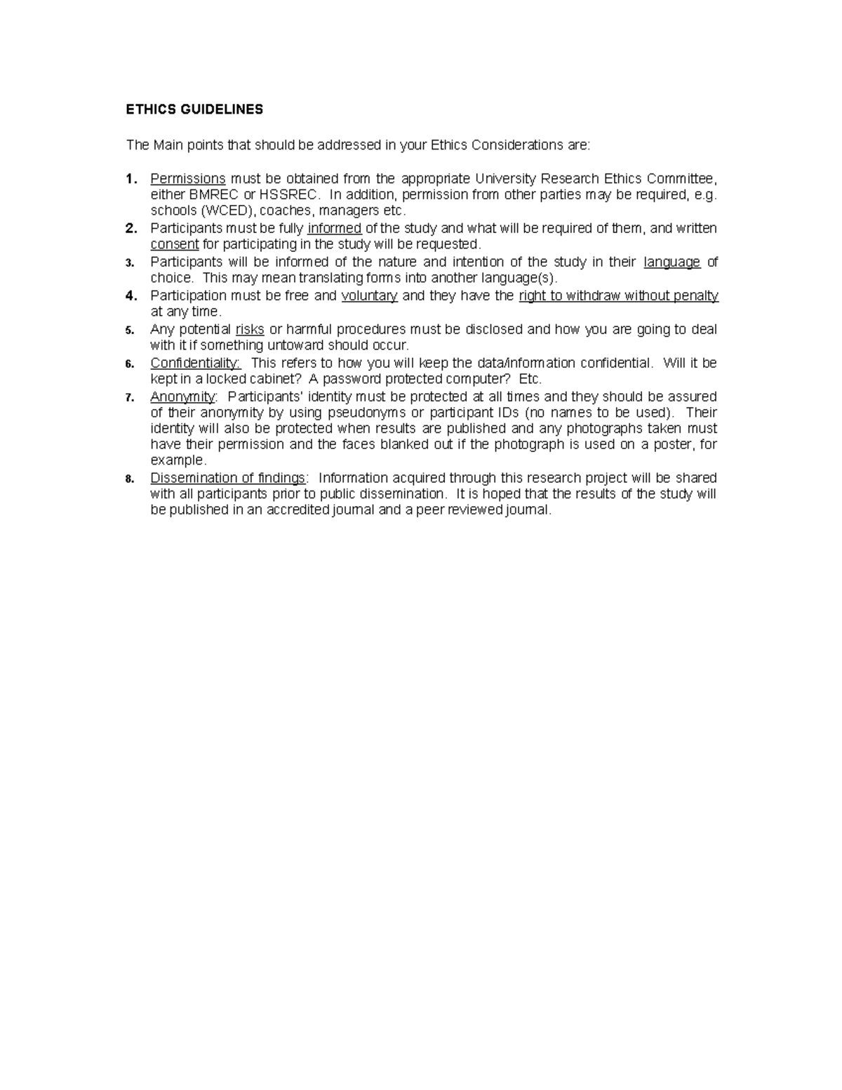 Ethics Guidelines - it is the lecture notes provided to assist ...